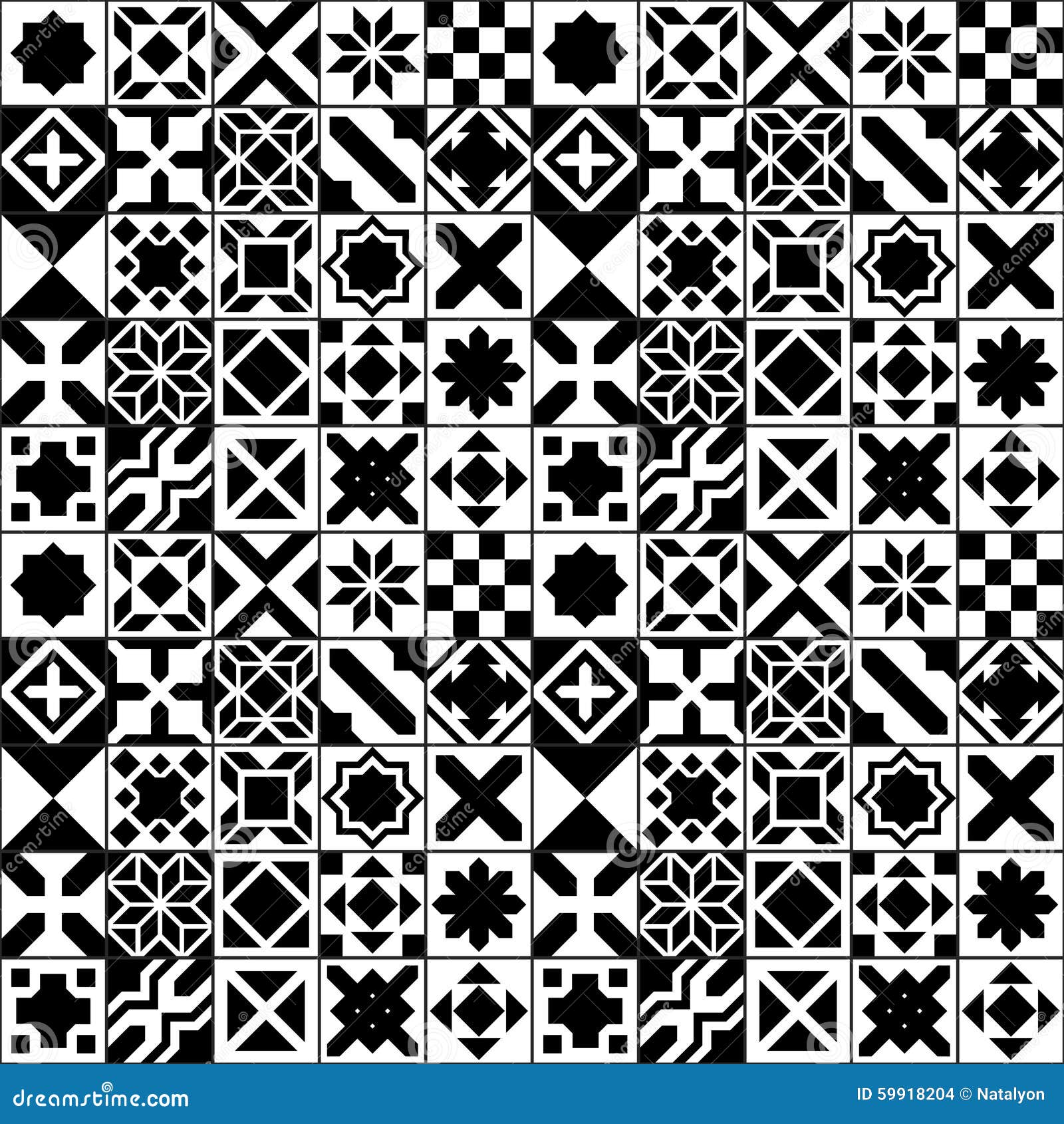 Black and White Various Moroccan Tiles Seamless Pattern, Vector Stock ... Black and White Various Moroccan Tiles Seamless Pattern, Vector Stock ...