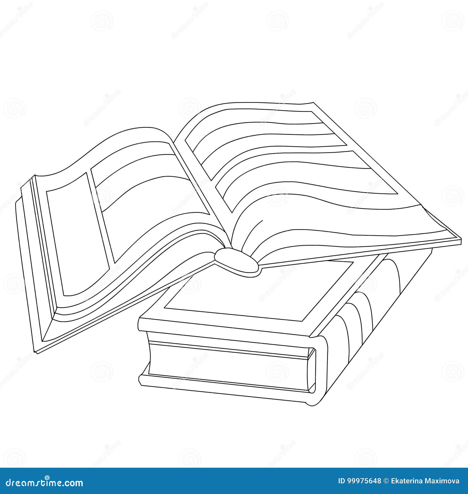 Vector Black and White Illustration of Two Books Stock Vector ...