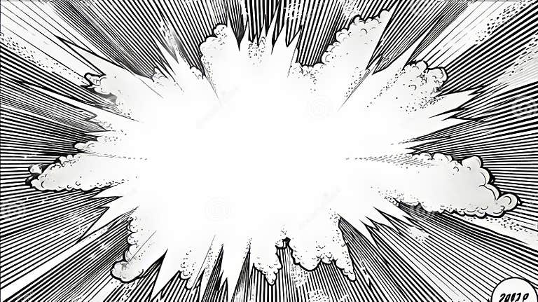 Black and White Vector Comic Explosion: Hyper Realistic Design Stock ...