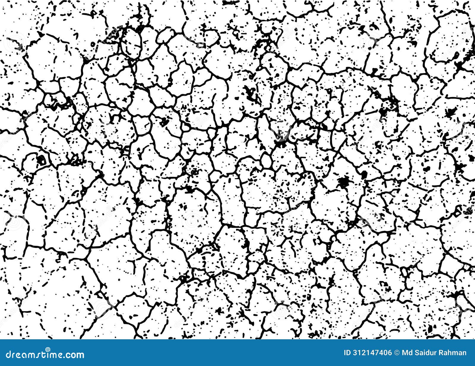 A Black and White Vector of a Cracked Land, a Black and White Drawing ...