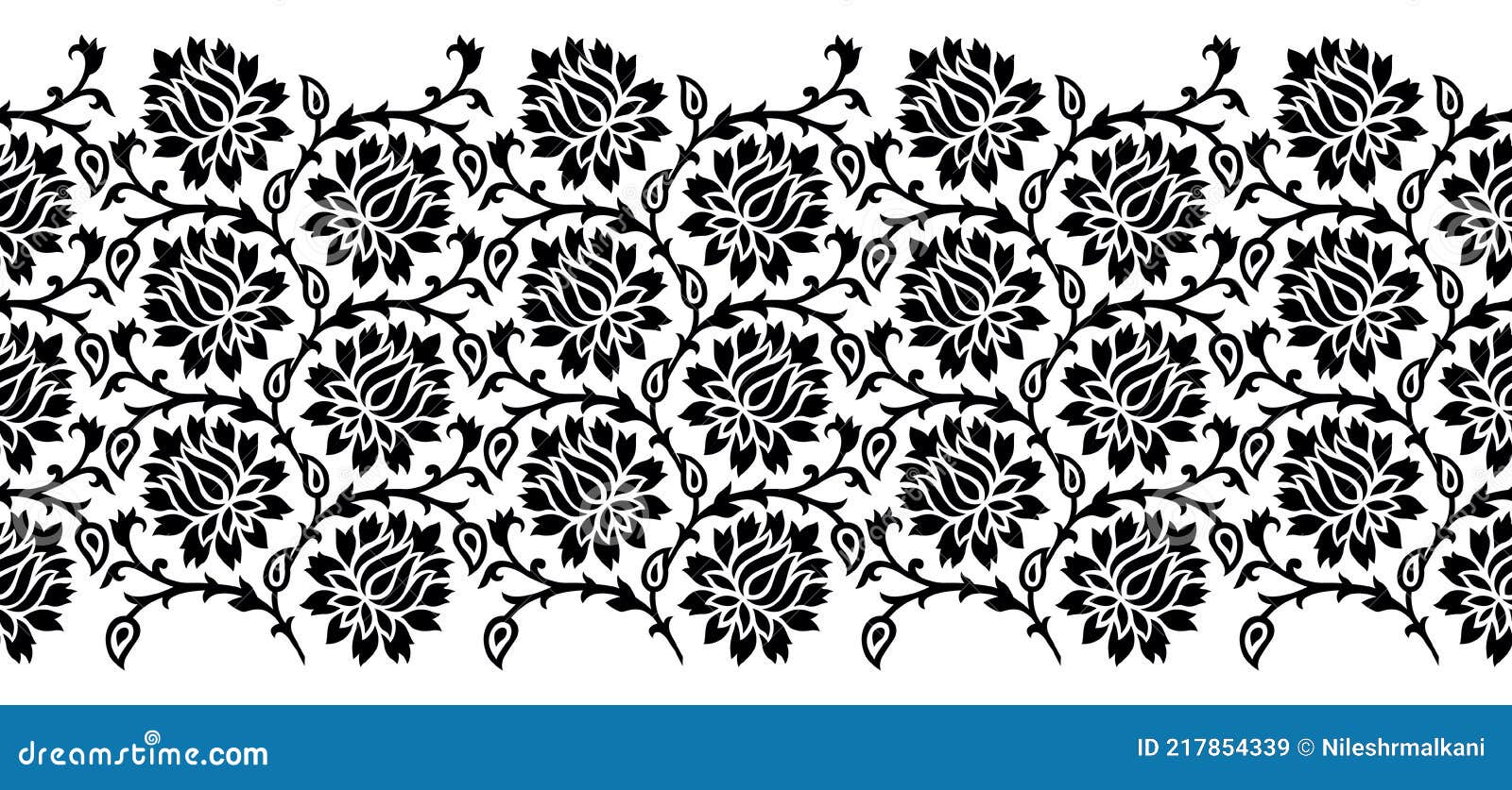 Black and White Vector Floral Border Stock Vector - Illustration of ...
