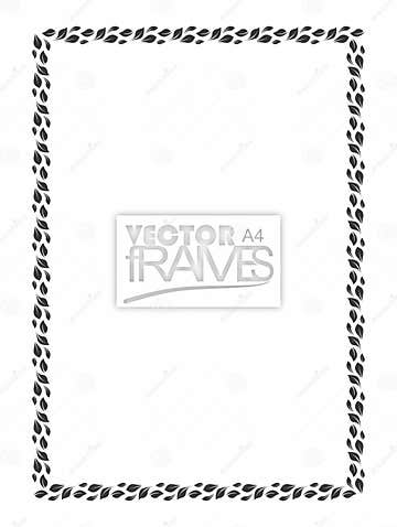 Black and White Vector Frames. A4 Size Frames. Rectangular Frame in ...