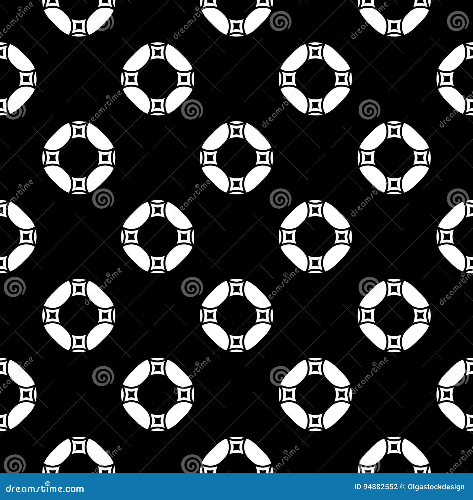 Black and White Vector Geometric Seamless Pattern, Monochrome R Stock ...