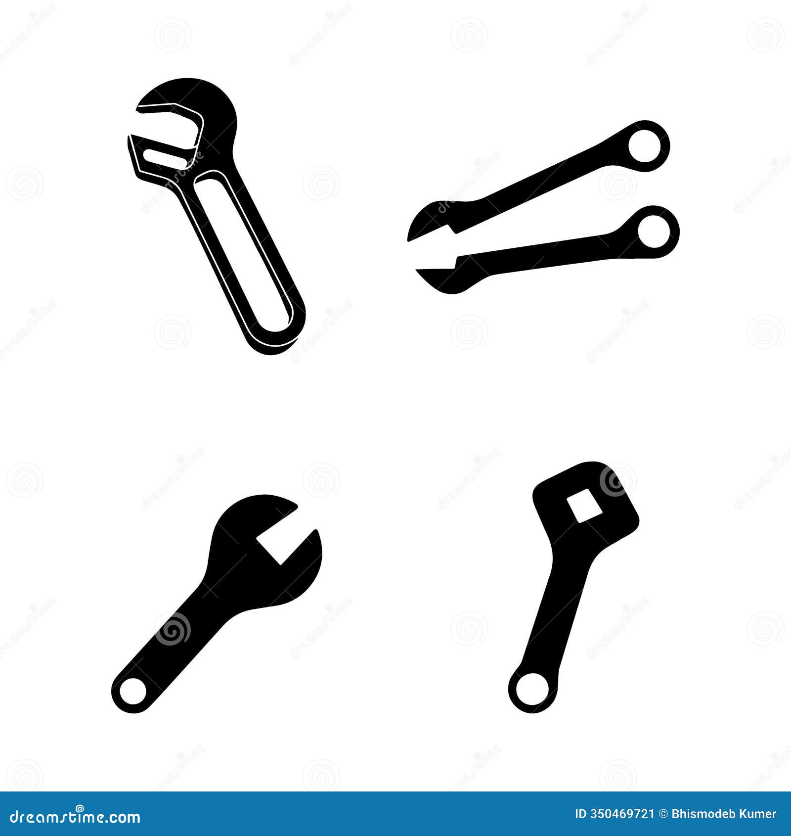 Various Wrench Silhouette Set Cartoon Vector | CartoonDealer.com #46271369