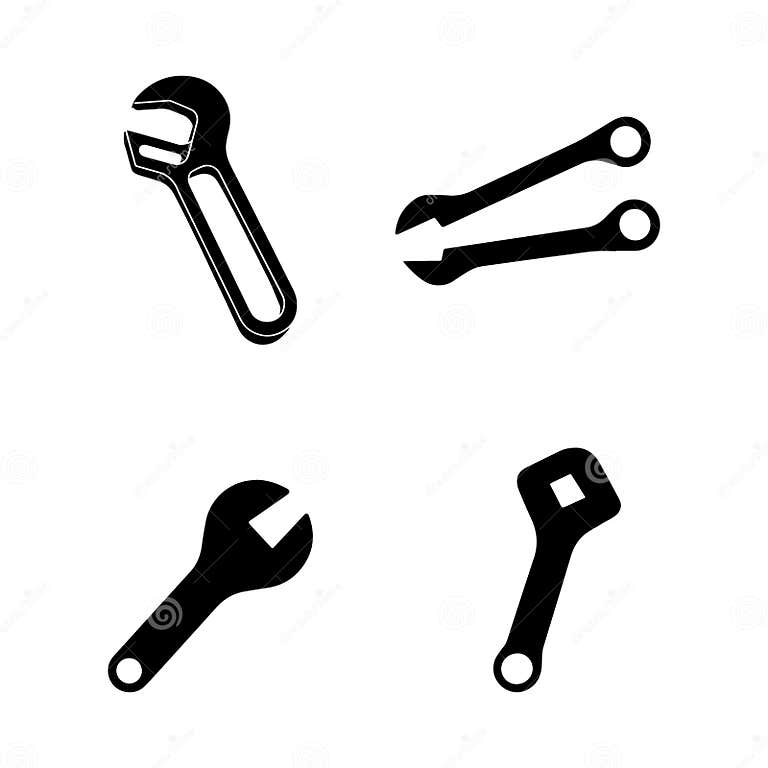 Simple Vector Illustration of Assorted Wrenches and Adjustable Spanners ...