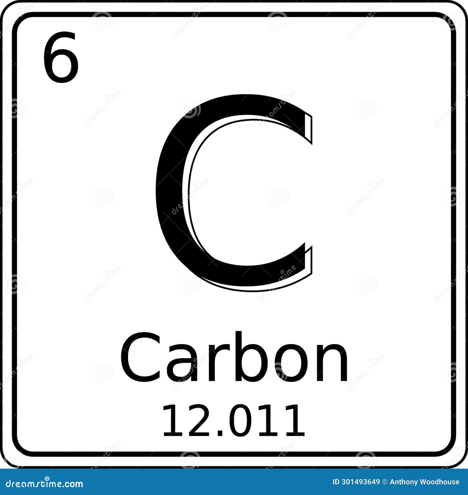 Black and White Vector Graphic of the Symbol of the Carbon (C) Element ...