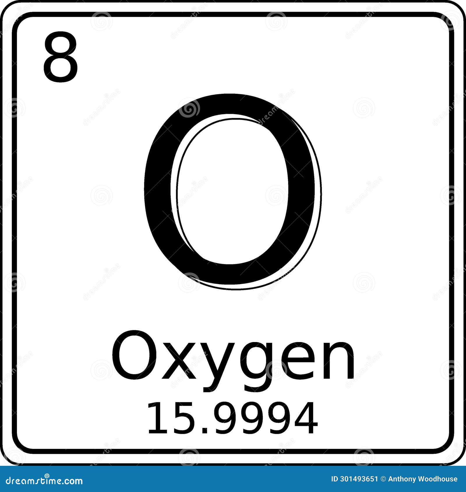 Black and White Vector Graphic of the Symbol of the Oxygen (O) Element ...