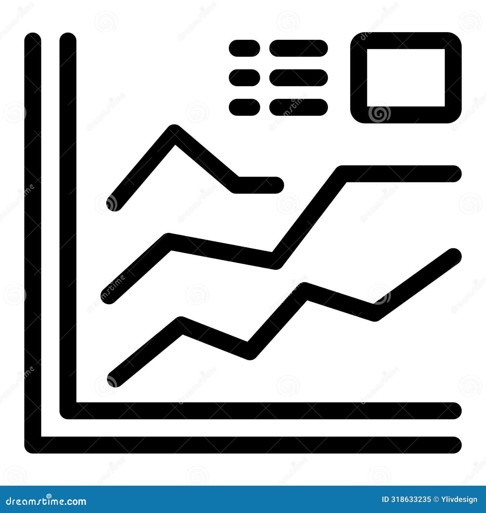 Black and White Vector Icon Depicting a Line Graph with Data Points ...