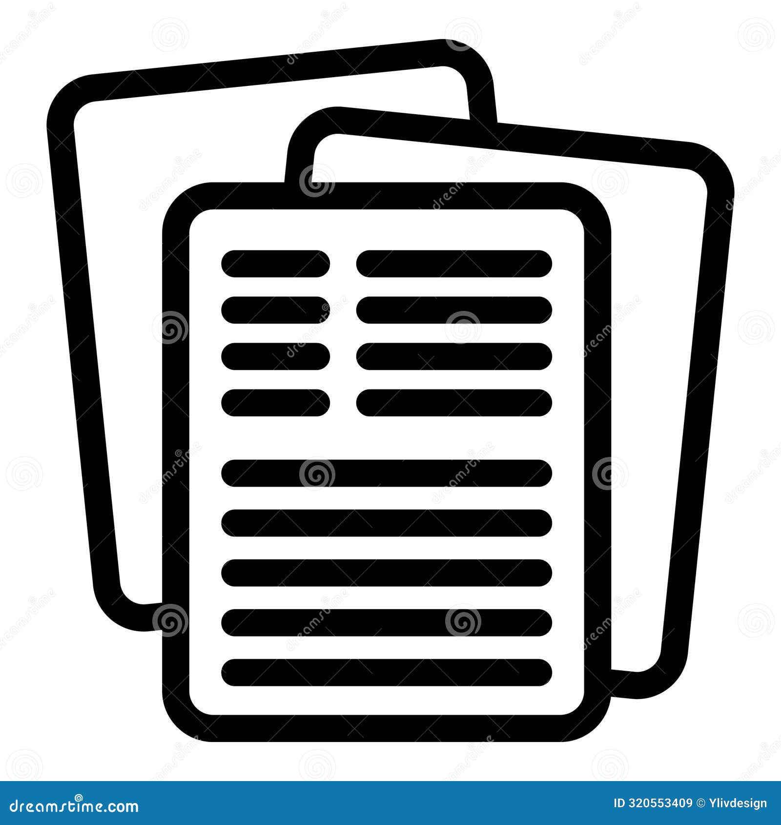 Black and White Vector Icon Depicting Multiple Stacked Documents ...