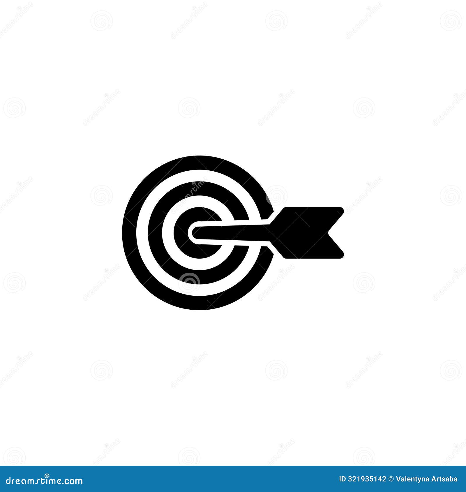 Black and White Vector Icon of a Target with a Dart in the Center ...