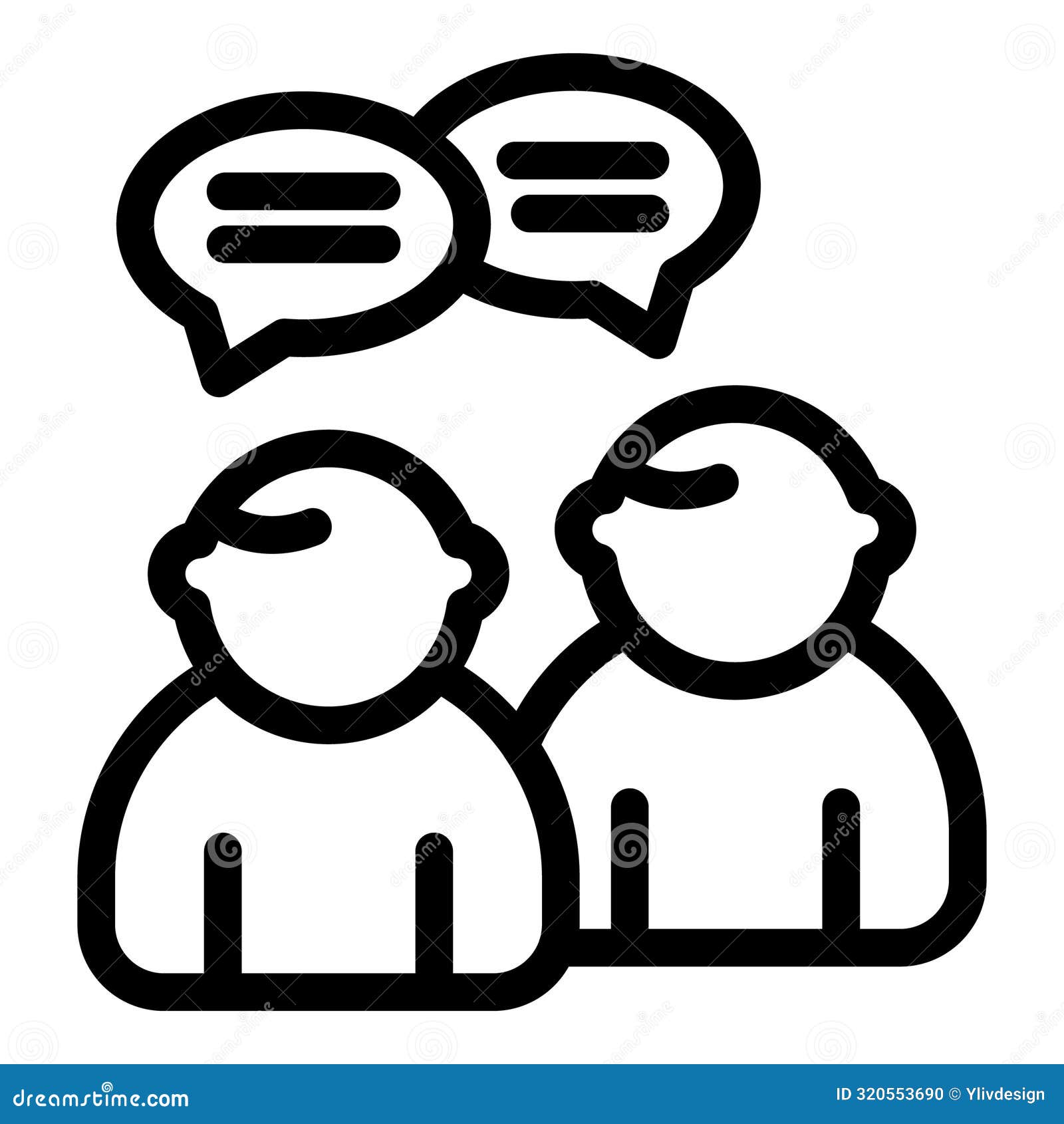 Black and White Vector Icon of Two People with Speech Bubbles ...