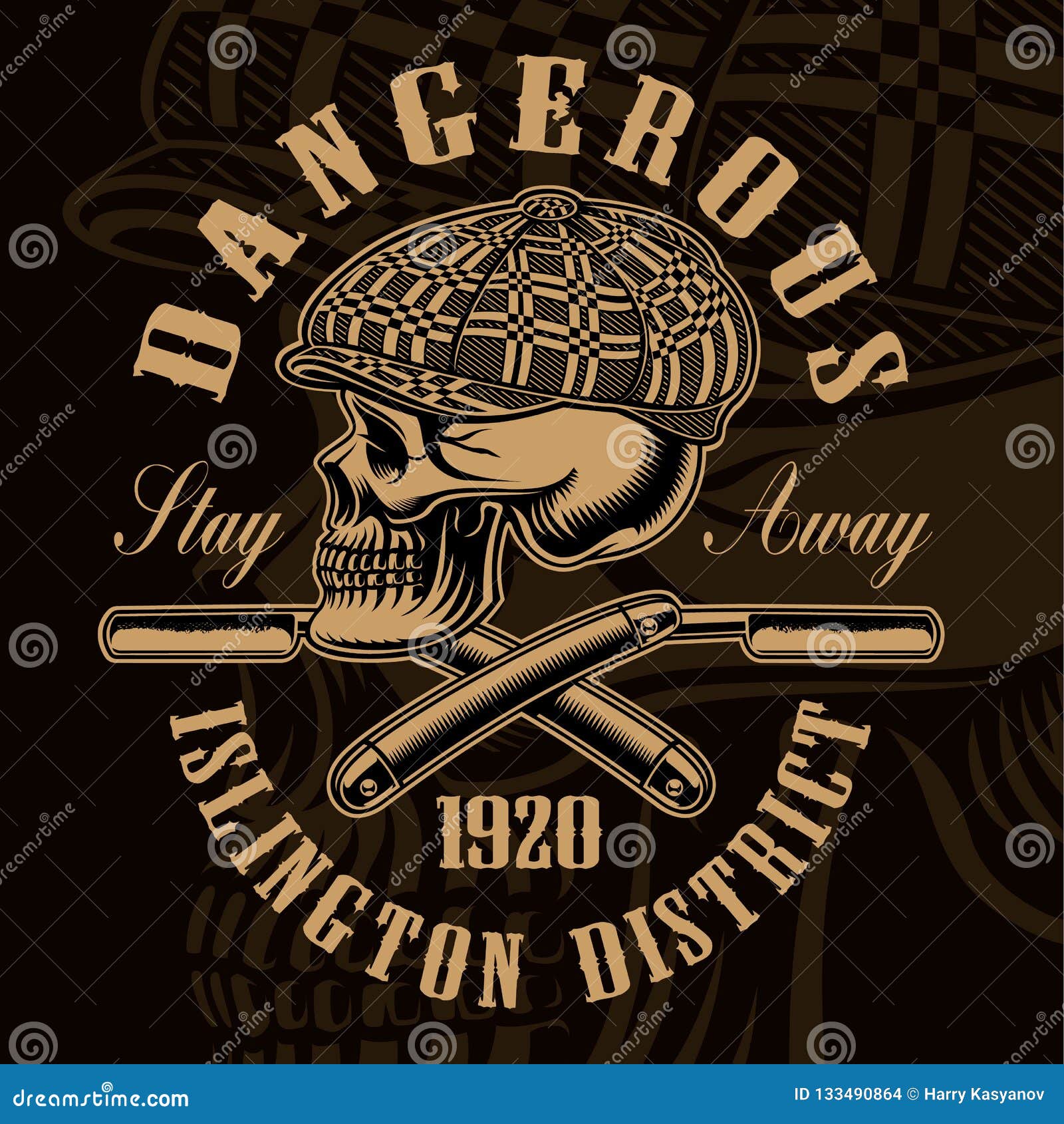 Black and White Vector Illustration of a Bully Skull with the St Stock ...