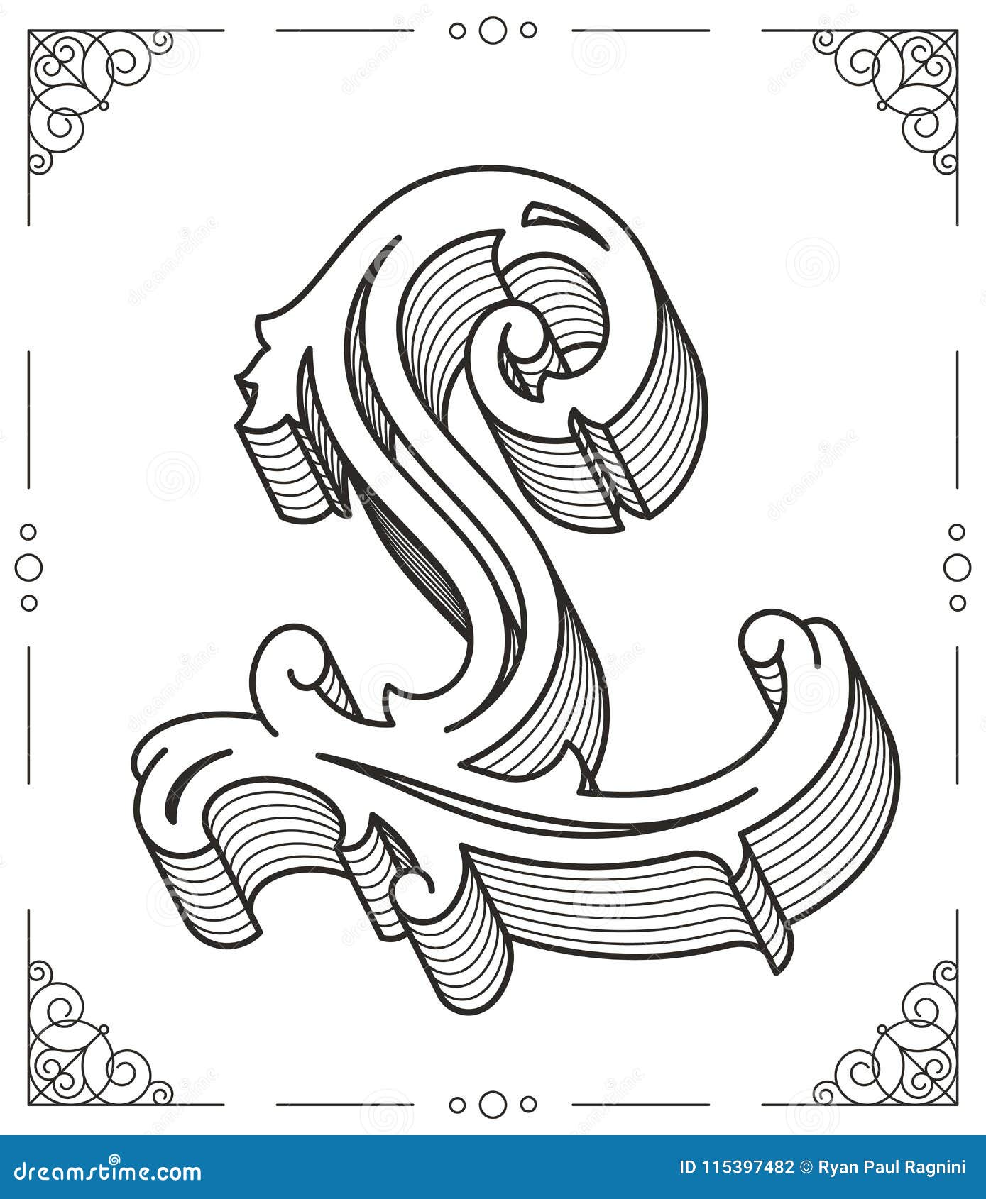 Black on White Vector Illustration of Capital Letter L Stock ...