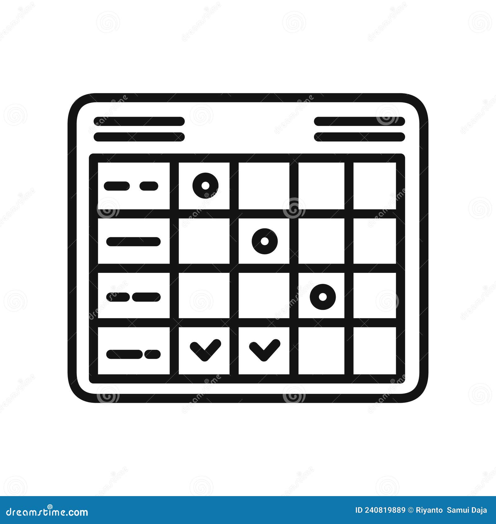 Class Timetable Icon Black and White Illustration Stock Vector ...