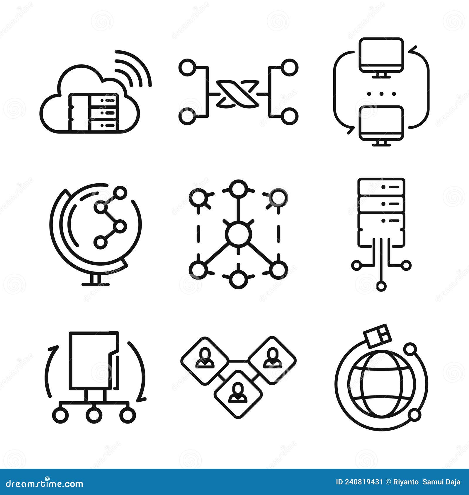 Connection Icon Set Black and White Illustration Stock Vector ...