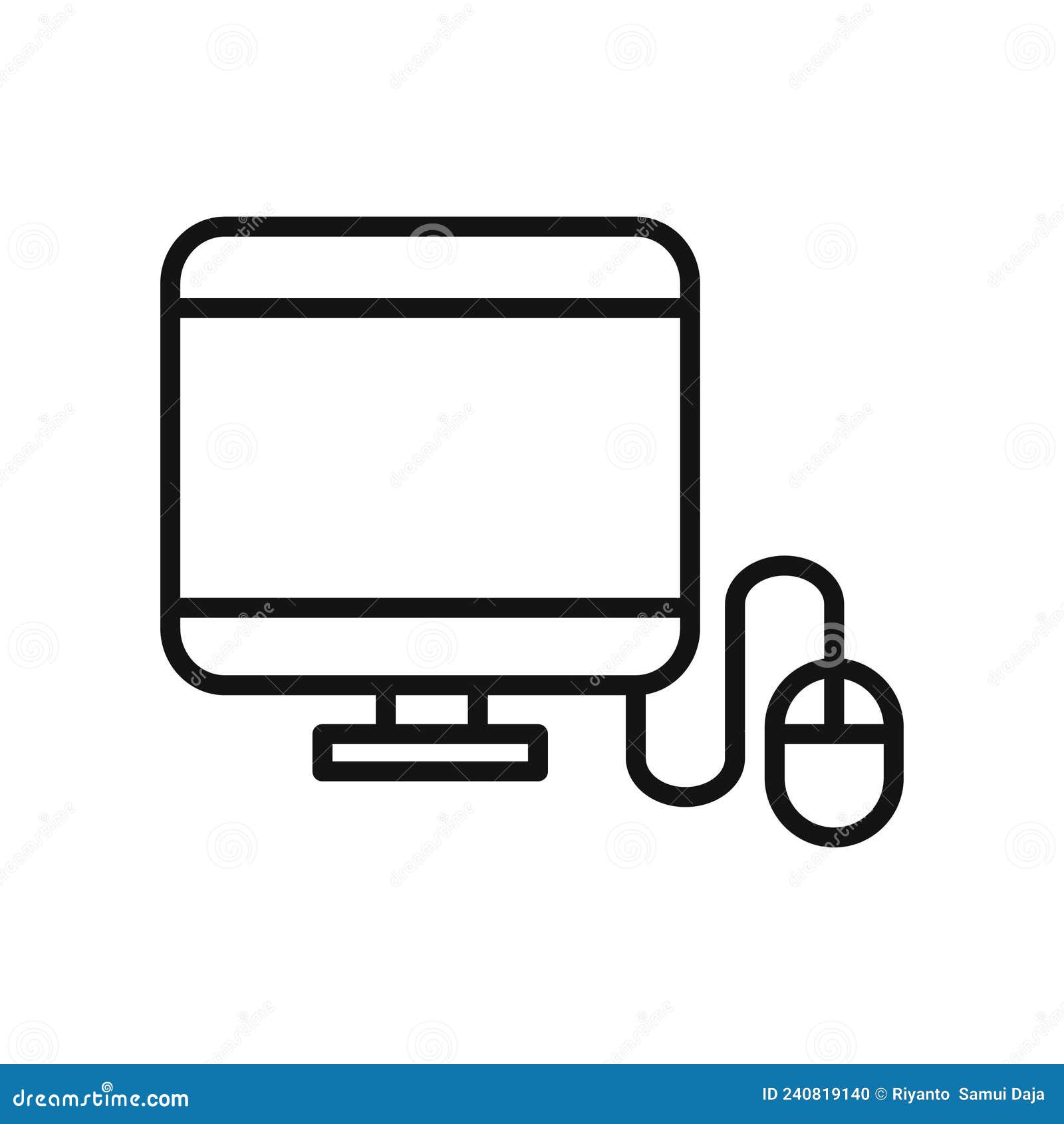 Desktop Computer Icon Black and White Illustration Stock Vector ...