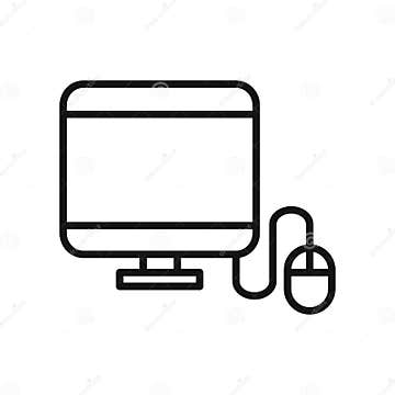 Desktop Computer Icon Black and White Illustration Stock Vector ...