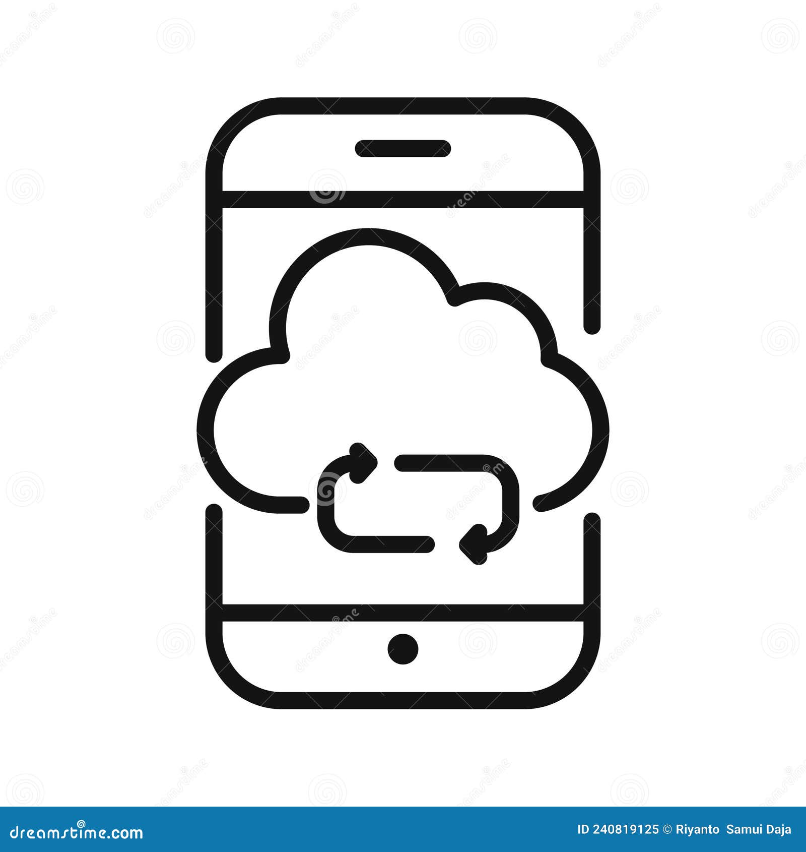 Mobile App Syncing Icon Black and White Illustration Stock Vector ... Mobile App Syncing Icon Black and White Illustration Stock Vector ...