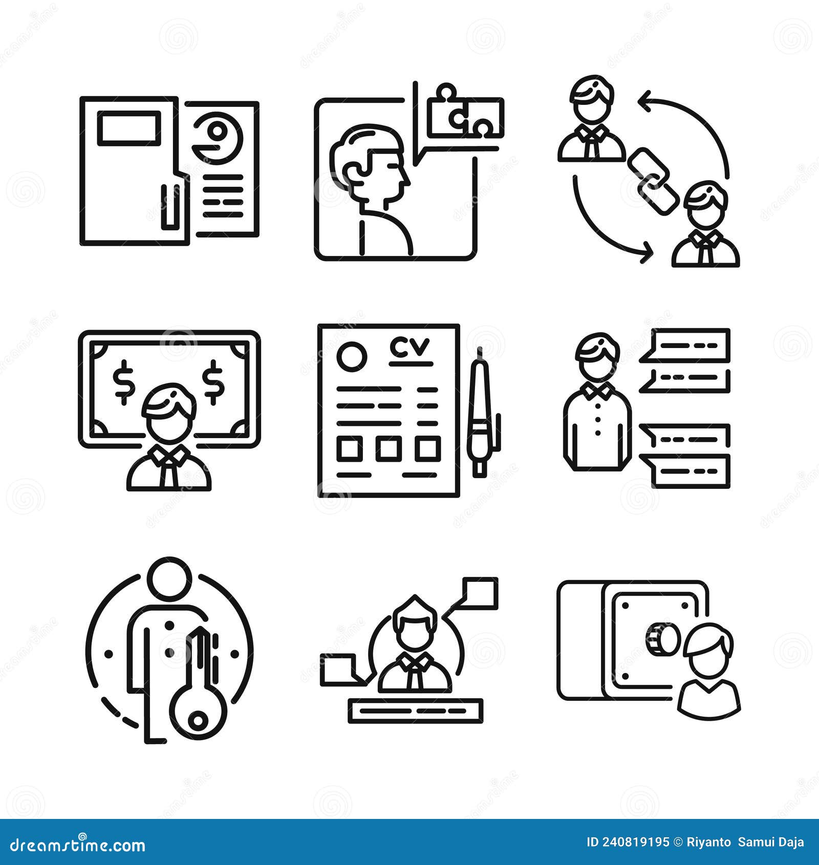 Personal Work Icon Set Black and White Illustration Stock Vector ...