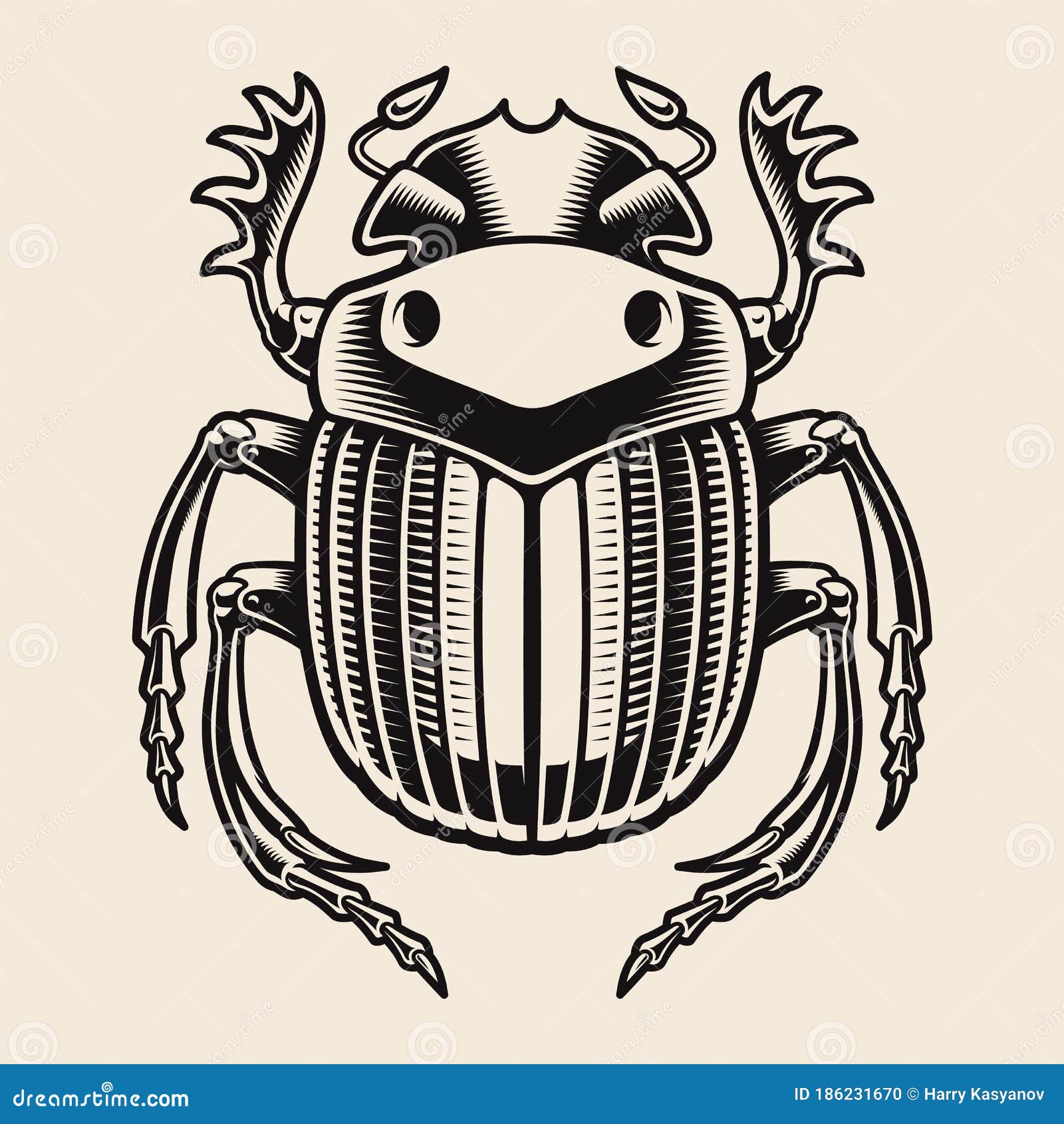 Egyptian Scarab Vector Icon Symbol Isolated On White Background ...
