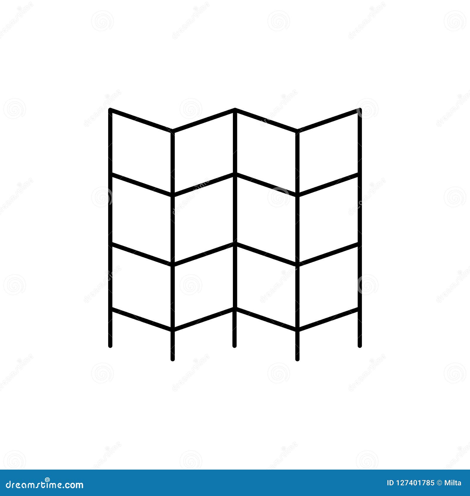 Black & White Vector Illustration of Folding Screen. Line Icon O Stock ...