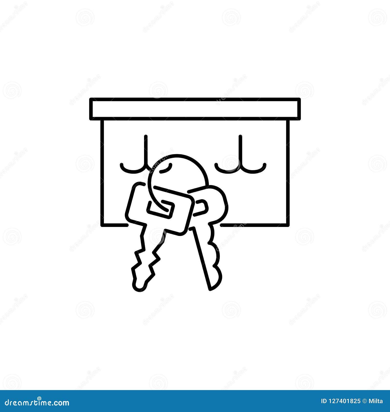 Black & White Vector Illustration of Key Holder. Line Icon of I Stock ...