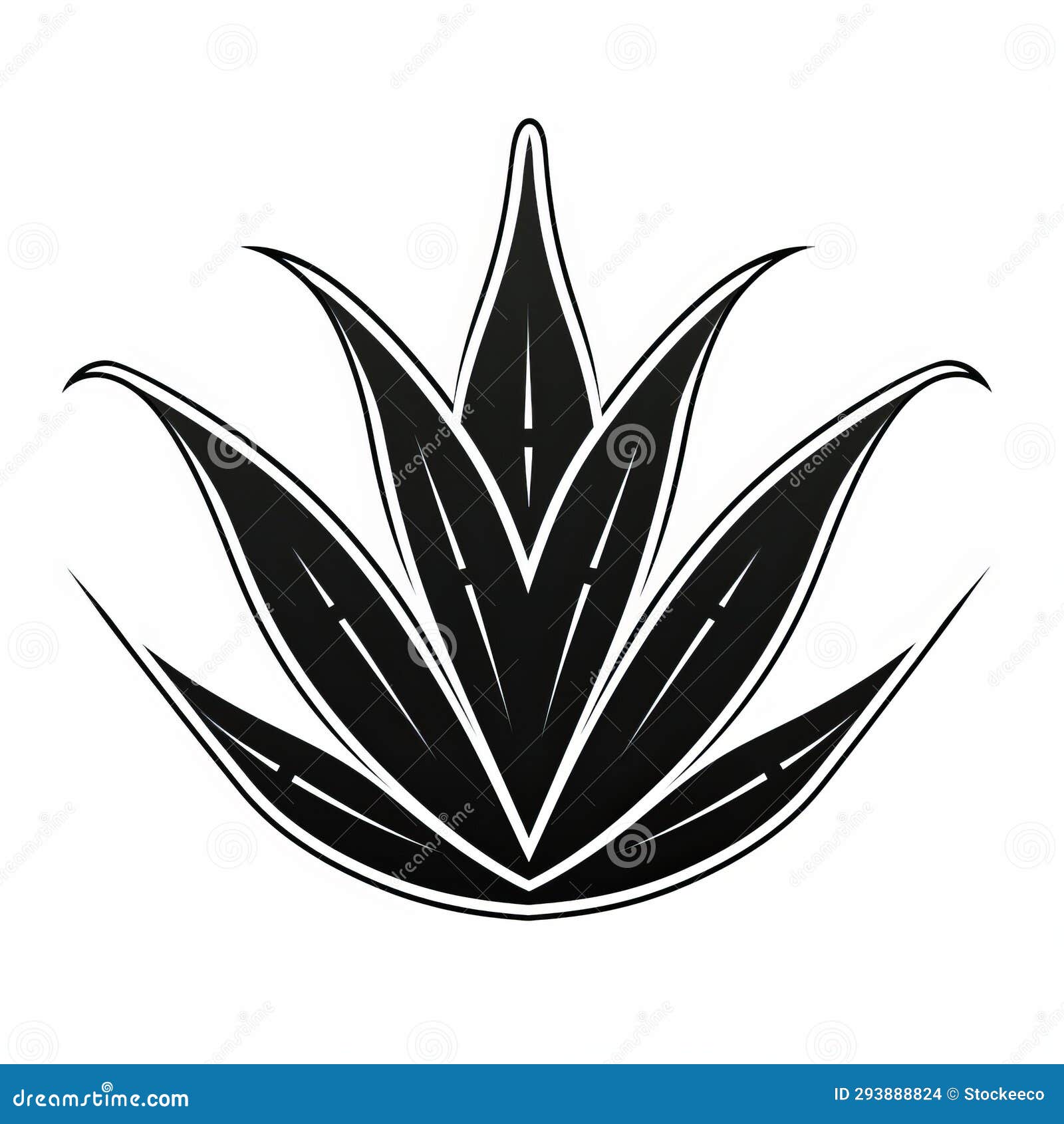 Monochrome Agave Plant Icon with Curly Leaves Stock Illustration ...