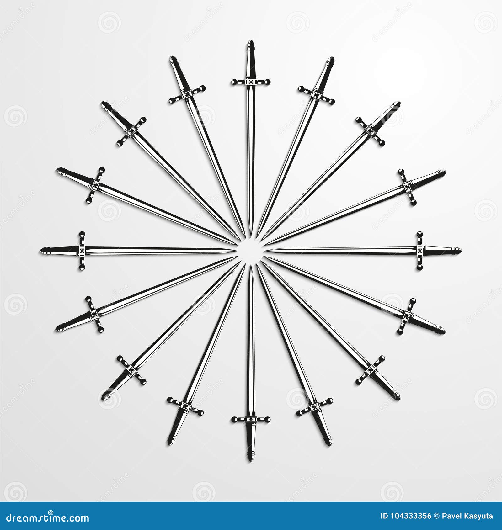 Iron Swords Piled in a Circle. Vector Illustration. Stock Vector ...