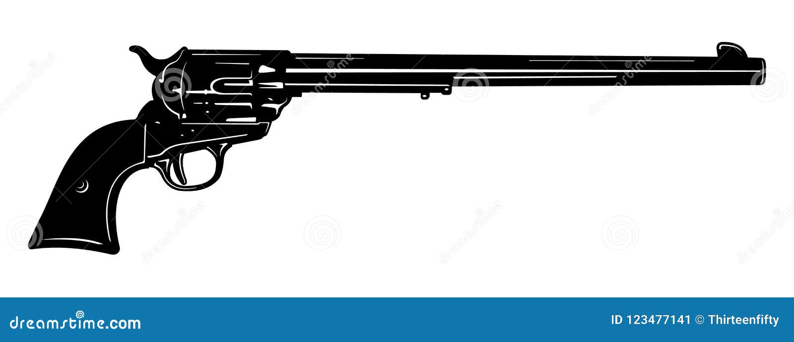 Black and White Long Barrel Pistol Vector Illustration Stock Vector ...