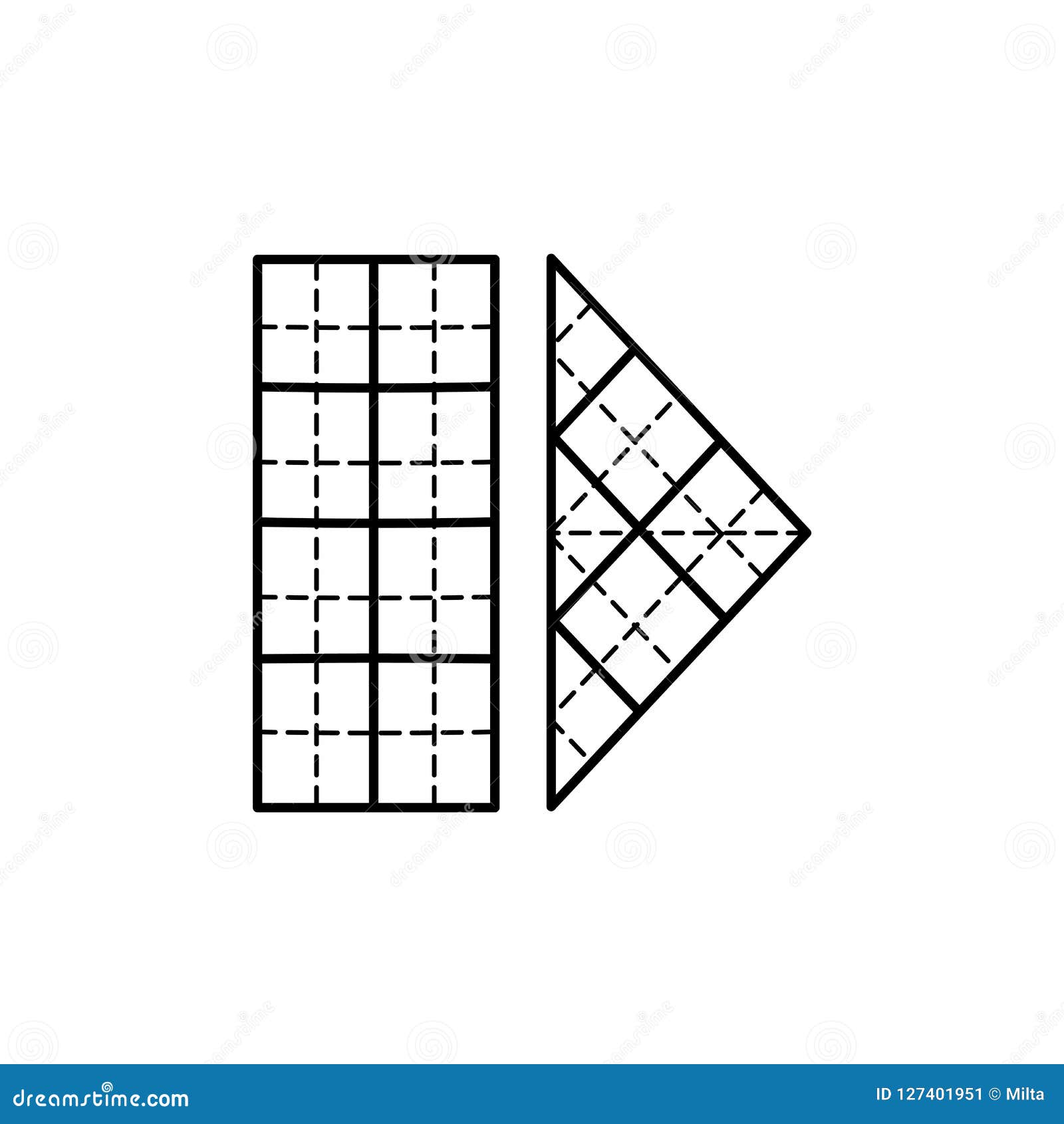 Black & White Vector Illustration of Quilting Rulers. Line Icon Stock ...