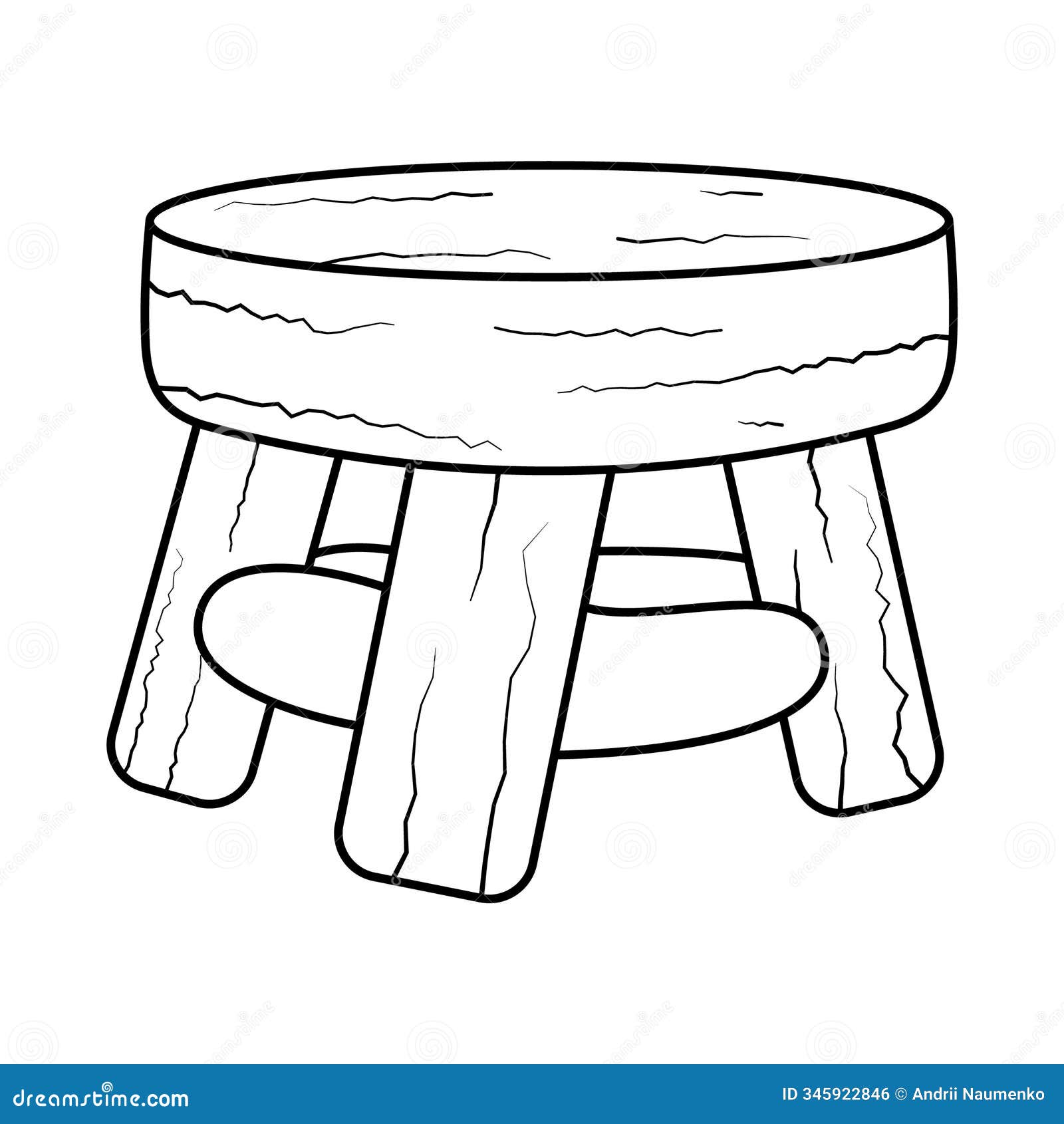 Wooden Stool Outline Vector Illustration Stock Illustration ...