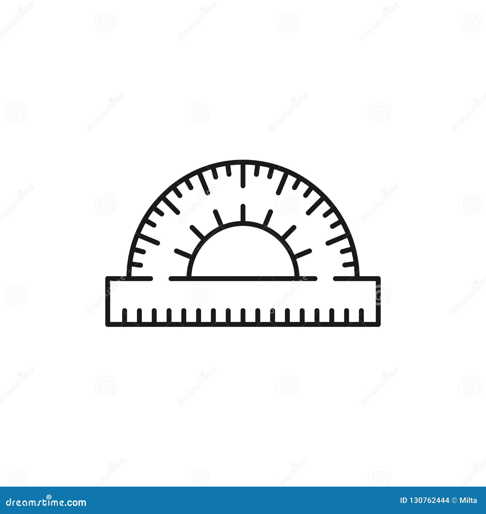 Black & White Vector Illustration of School Math Protractor. Lin Stock ...