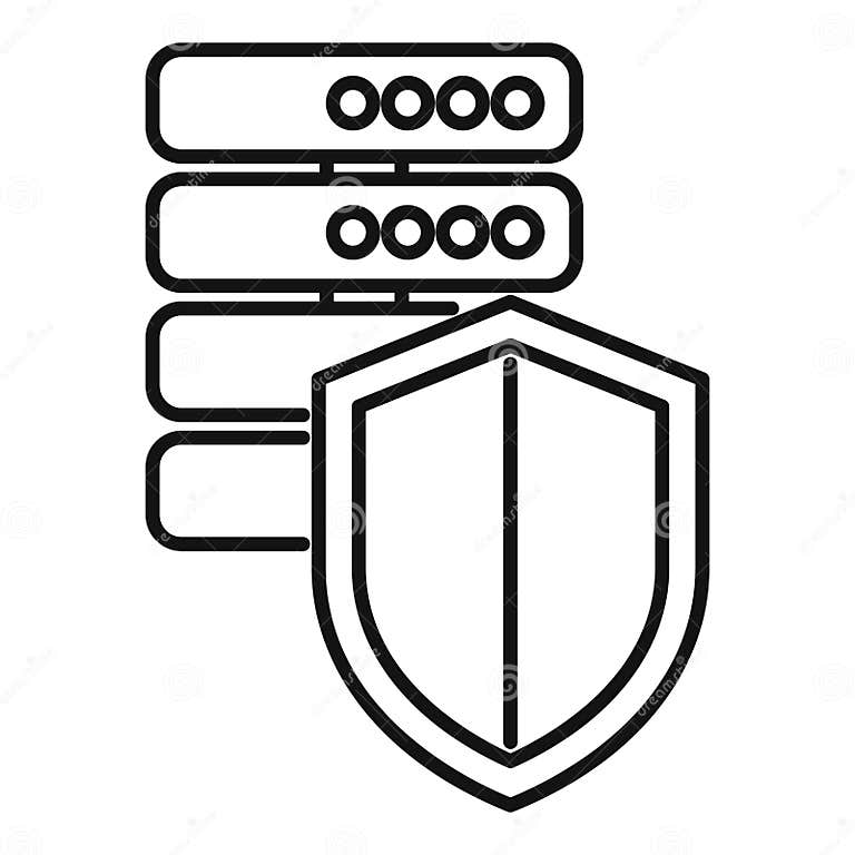 Black and White Vector Illustration of Server Racks with a Shield ...