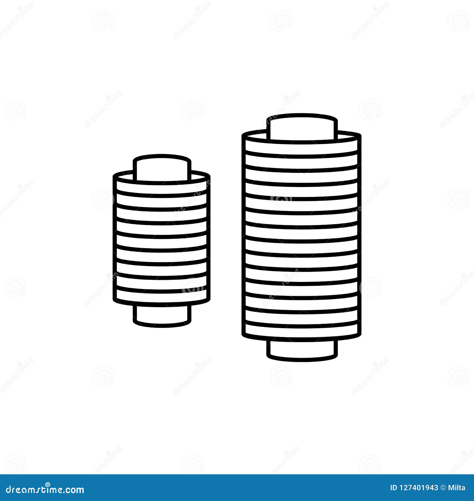 Black & White Vector Illustration of Sewing Threads. Line Icon O Stock ...