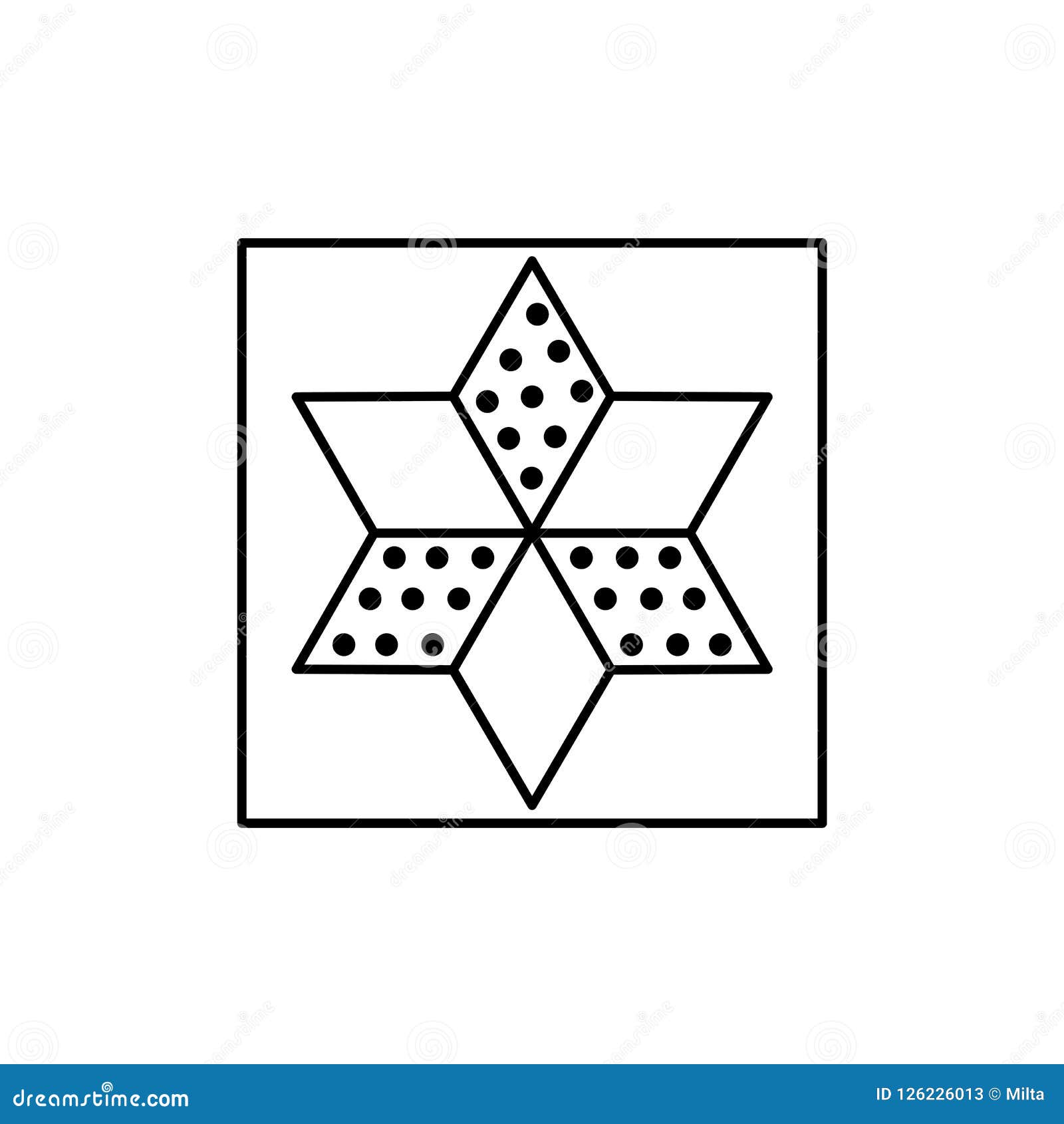Black & White Vector Illustration of Star Quilt Pattern. Line Icon of ...