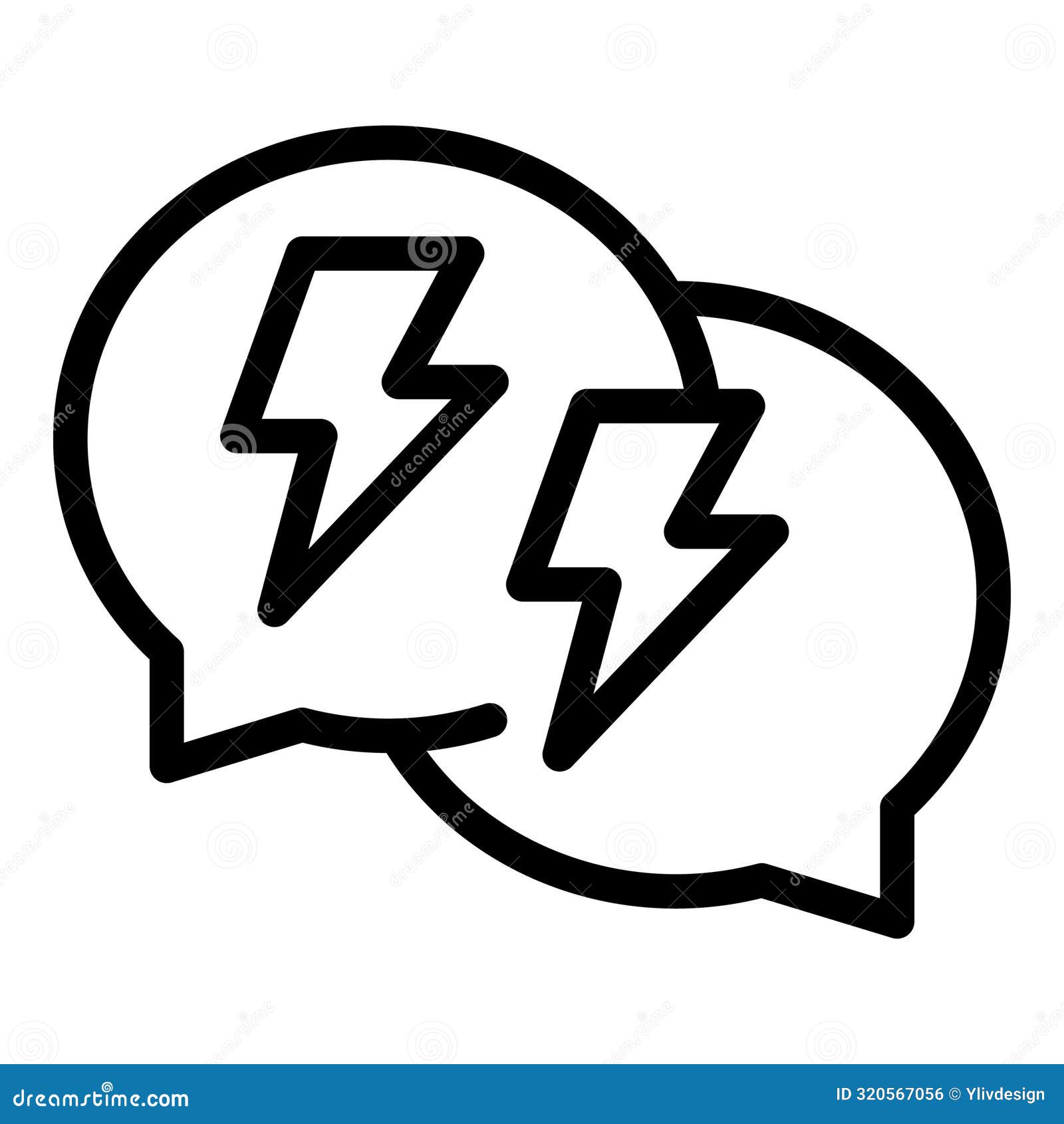Black and White Vector Illustration of Two Speech Bubbles with ...