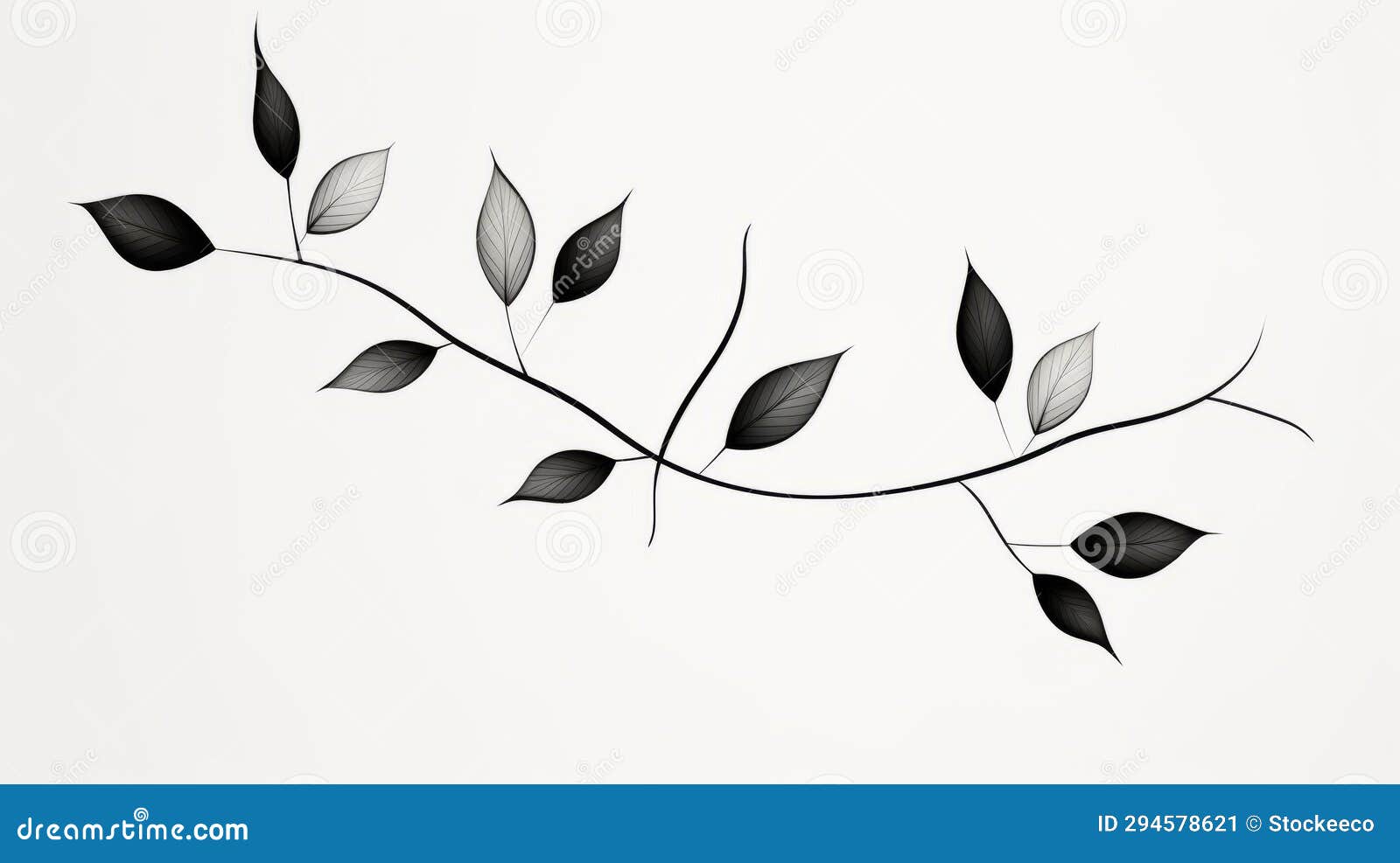 Minimalistic Hand Drawn Leaf Branch Vector Illustration Stock ...