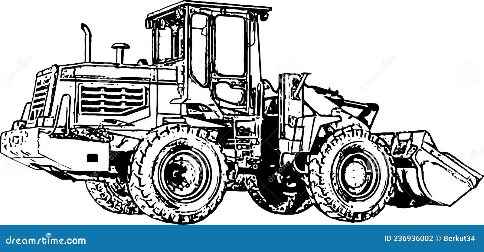 Black and White Vector Image of a Large Construction Bulldozer Stock ...