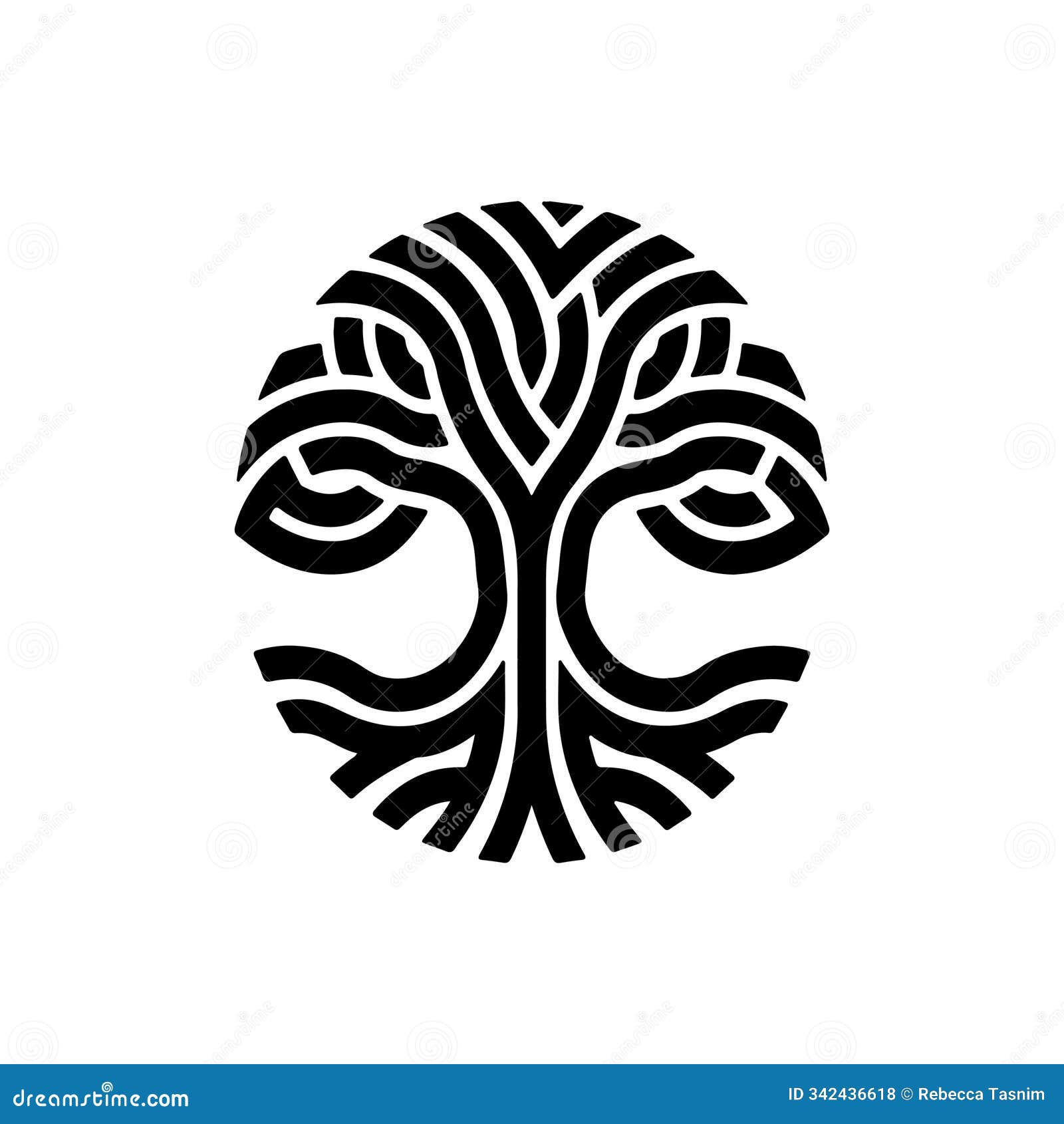 This is a Black and White Vector Logo Featuring a Stylized Tree Design ...