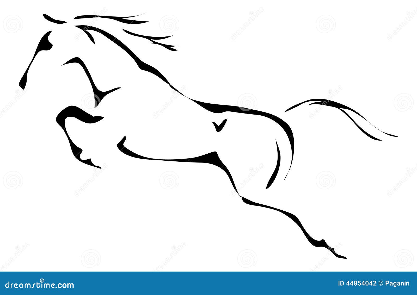 Black and White Vector Outlines of Jumping Horse Stock Vector ...