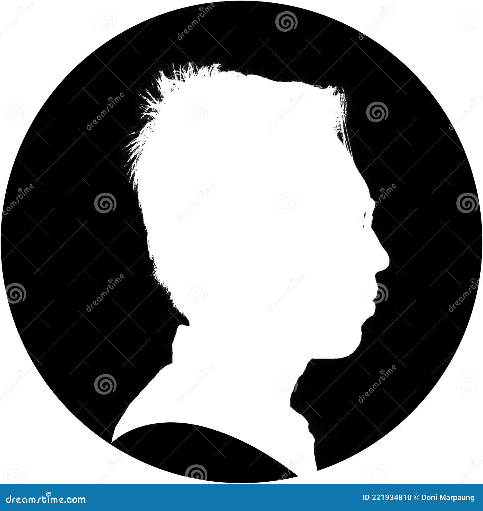 White Profile Outline Silhouette Of Boy Or Man Face Profile On Black ...