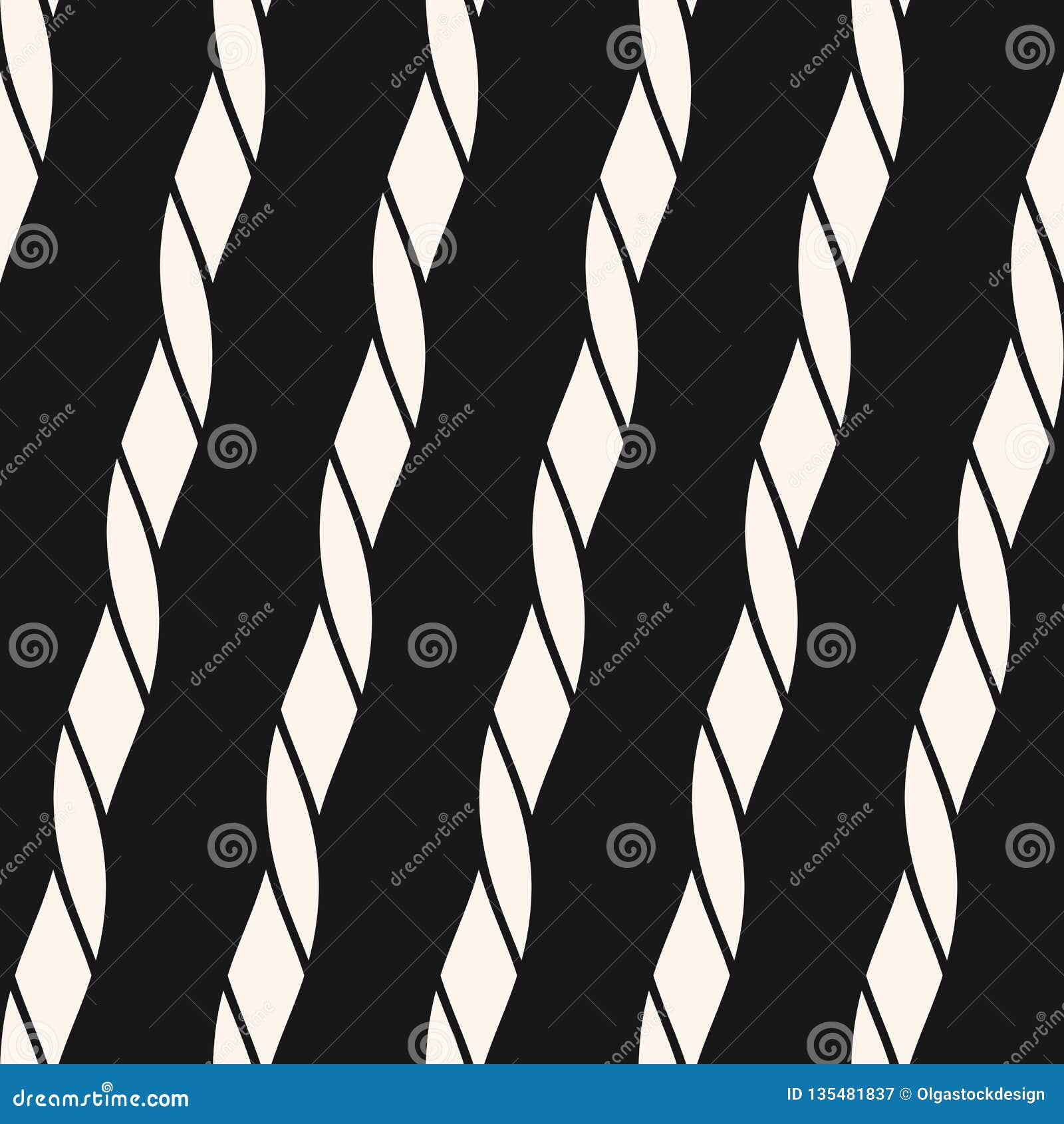 Black and White Vector Seamless Pattern with Diagonal Ropes, Stripes ...