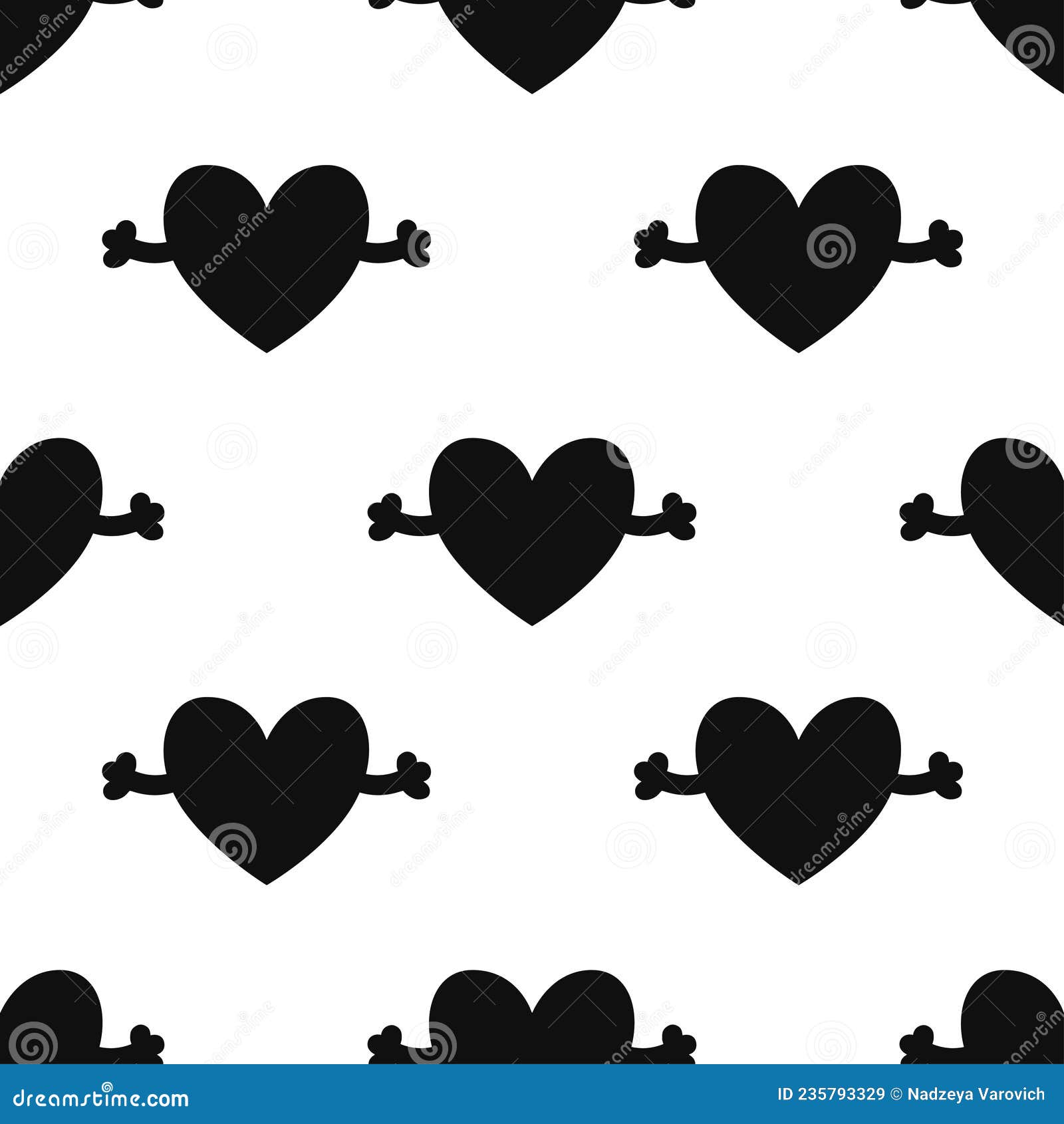 Black and White Vector Seamless Pattern Heart with Hands Stock Vector ...