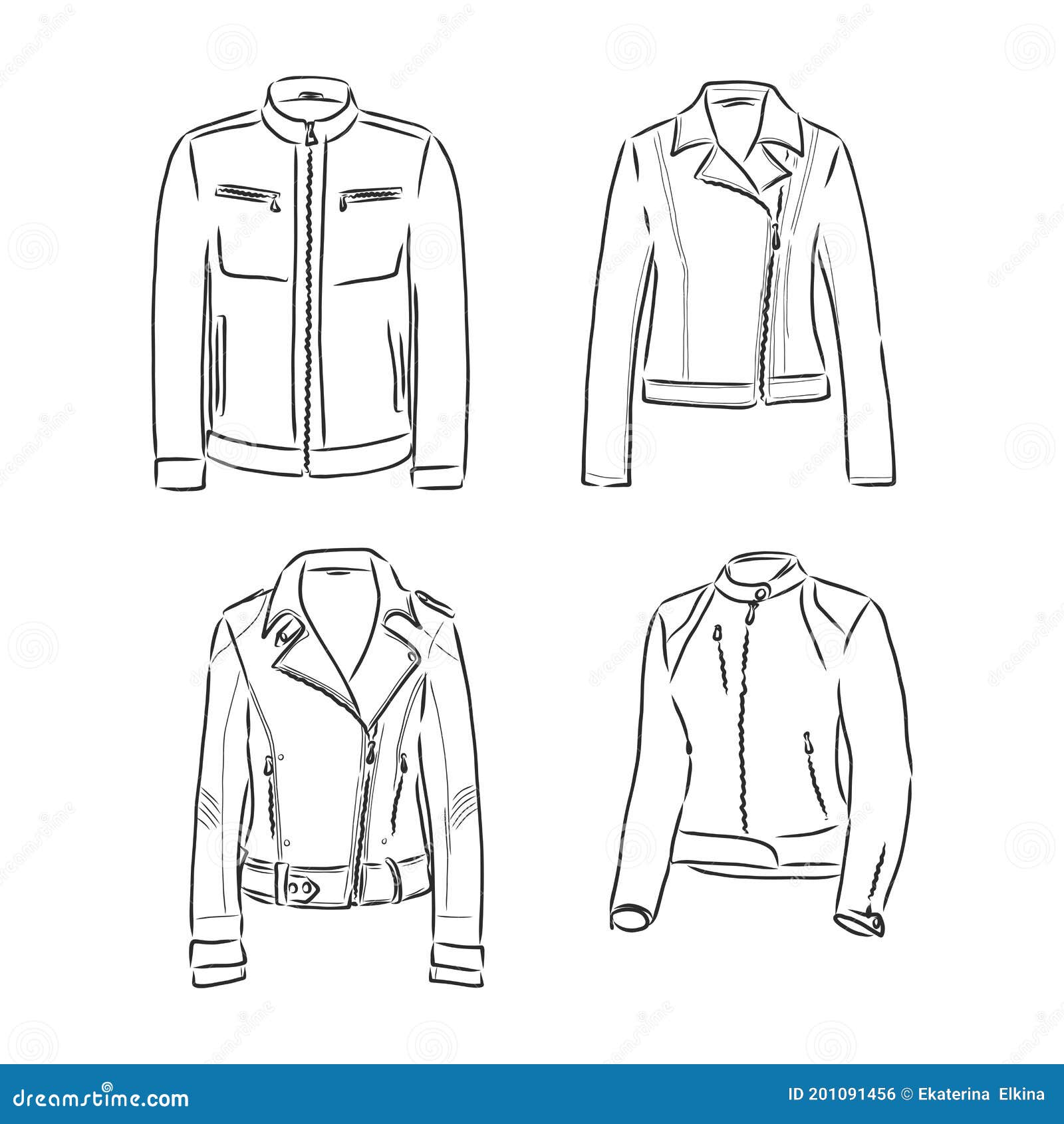 Black And White Vector Set With Original Leather Jackets Leather Jacket ...