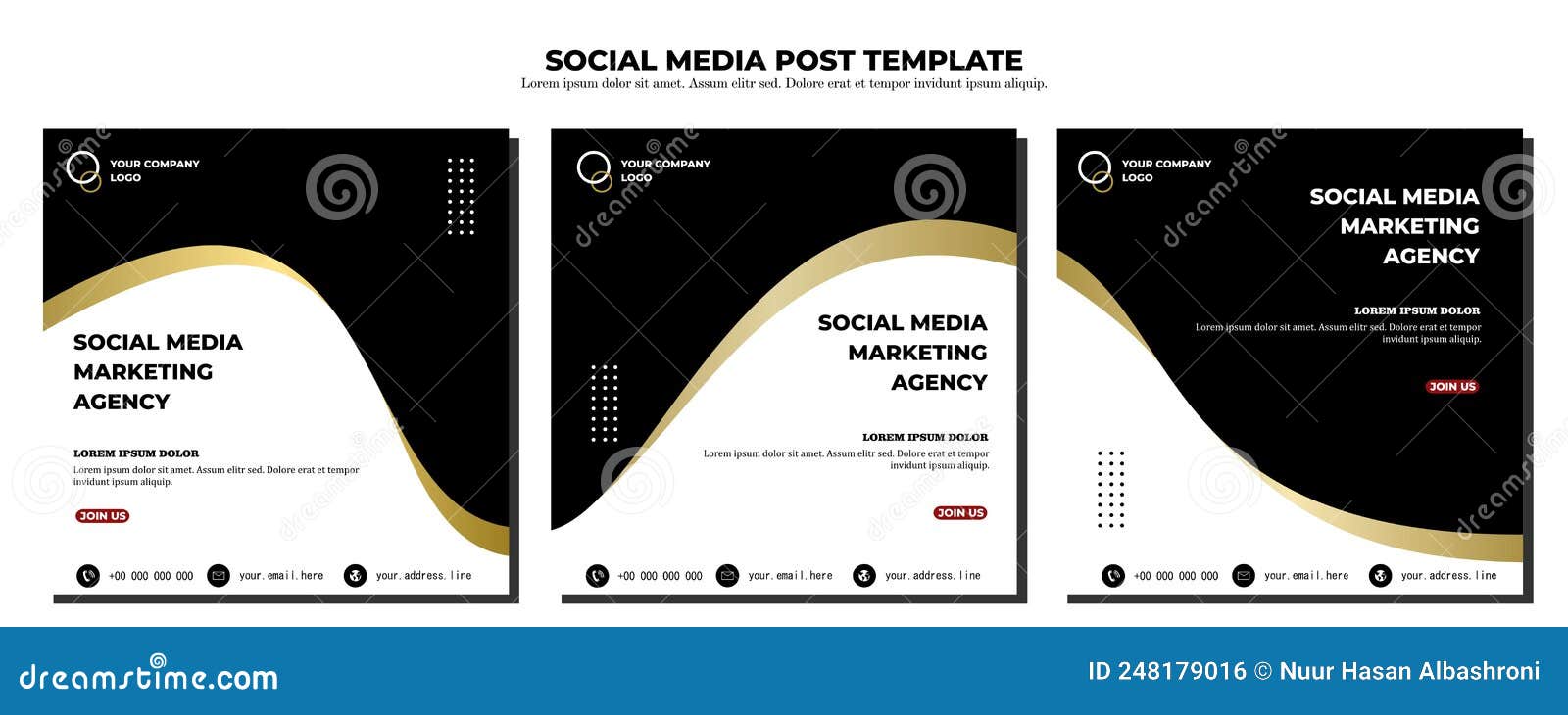 Black White Vector Social Media Post Template, Vector Art Illustration ...