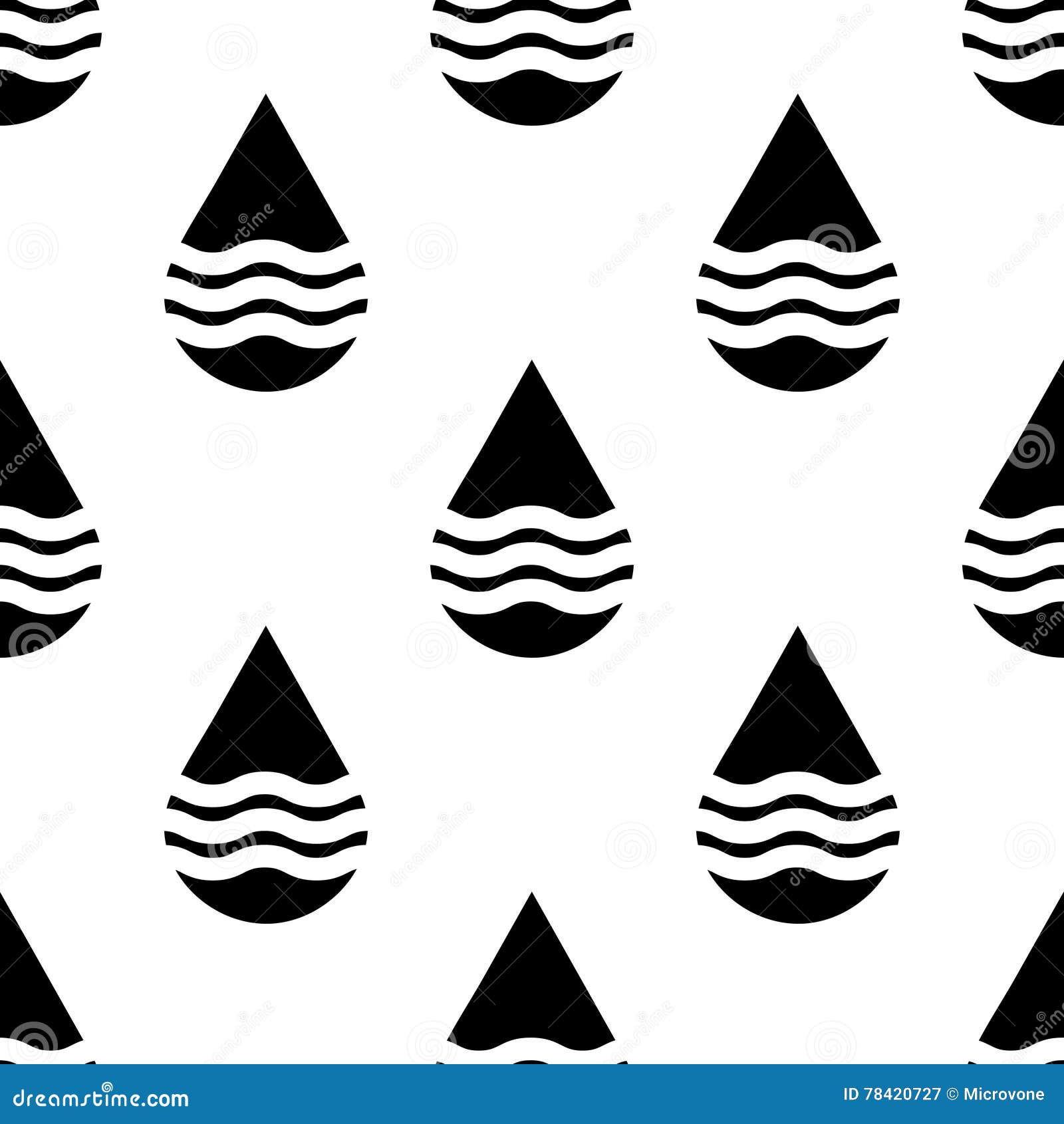 Black and White Vector Water Drops Seamless Pattern Stock Vector ...