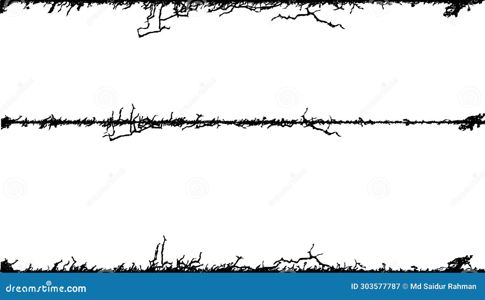 A Black and White Vector of a Wire Fence Tree with Branches, Grunge ...