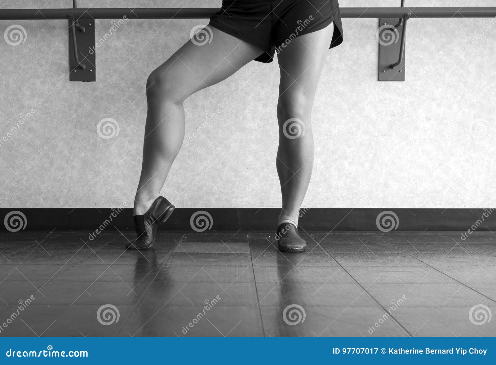 Black and White Version of Jazz Dancer Pose with Foot in Dig Stock ...