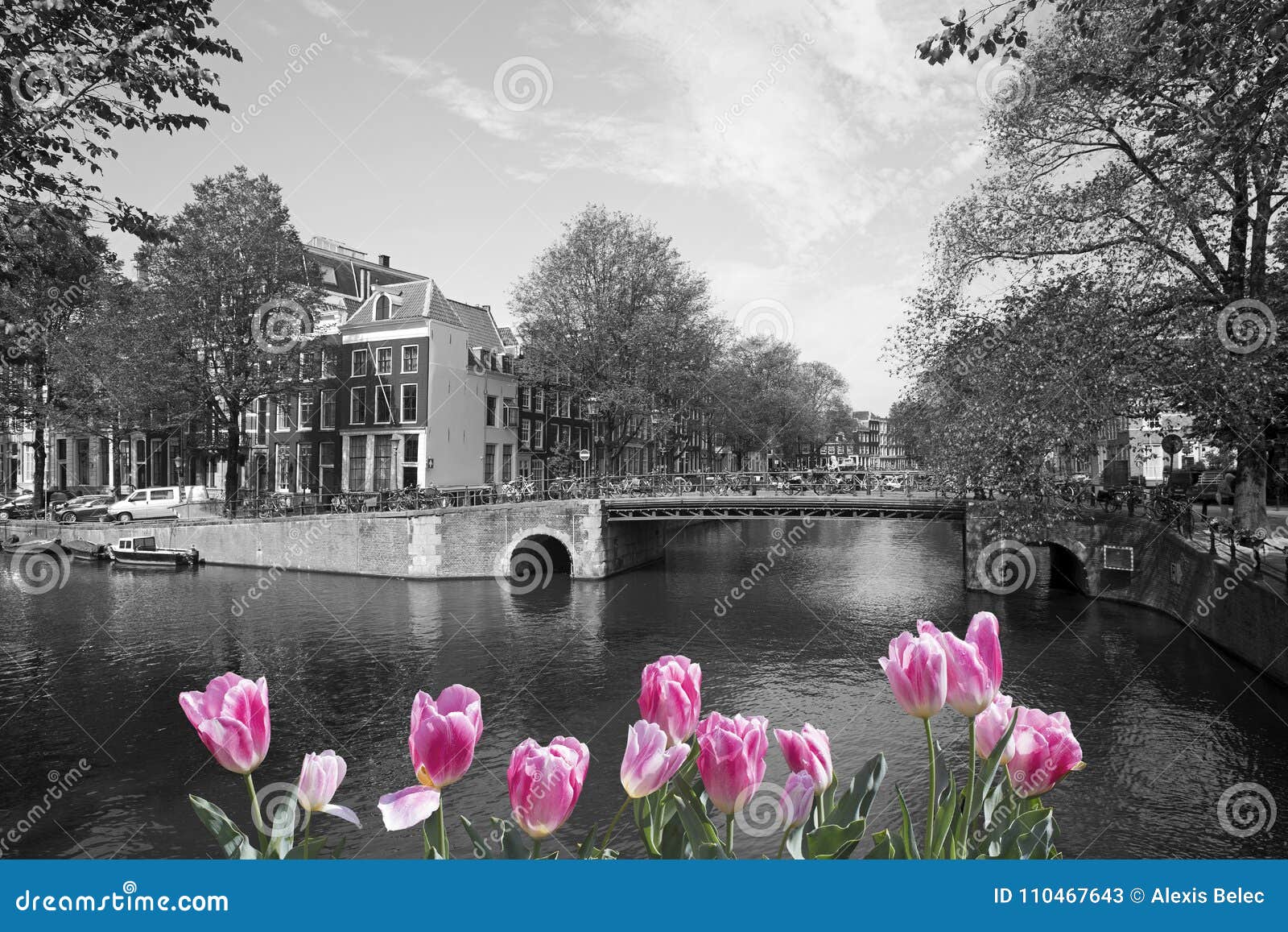 Spring in Amsterdam stock image. Image of canal, roof - 110467643