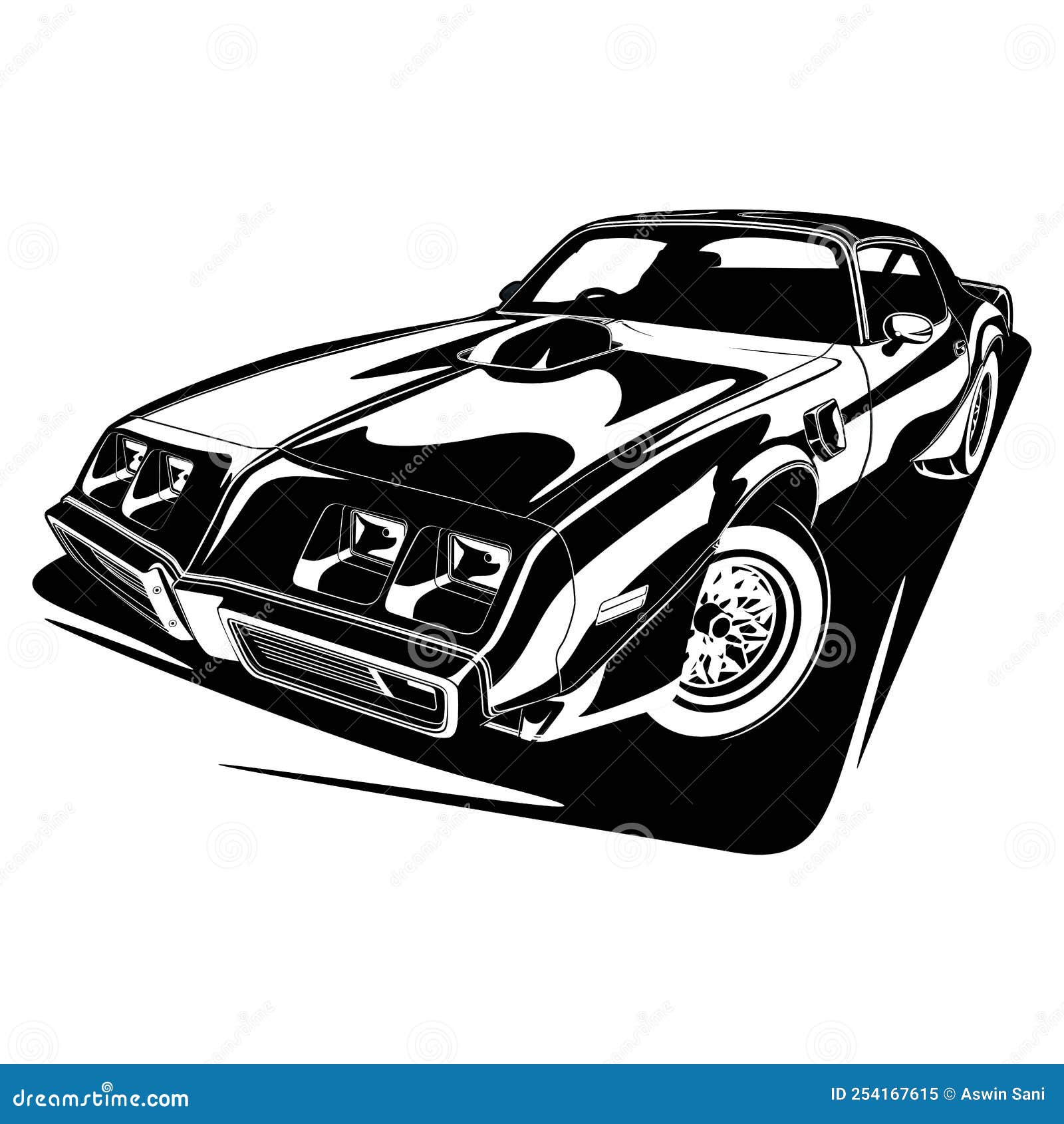 Trans am car illustration stock vector. Illustration of sticker - 254167615